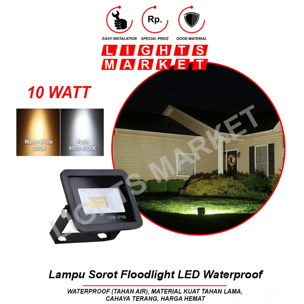 Jual Lampu Sorot LED 10W Flood Light Tembak Outdoor 10 Watt 10Watt | Shopee Indonesia
