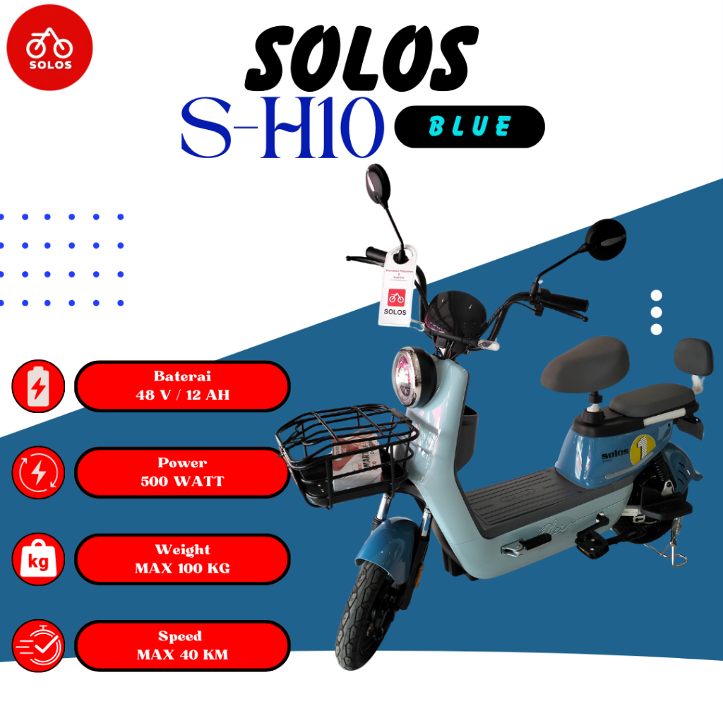 Jual SEPEDA LISTRIK || SOLOS EV TYPE S-H10 | Shopee Indonesia