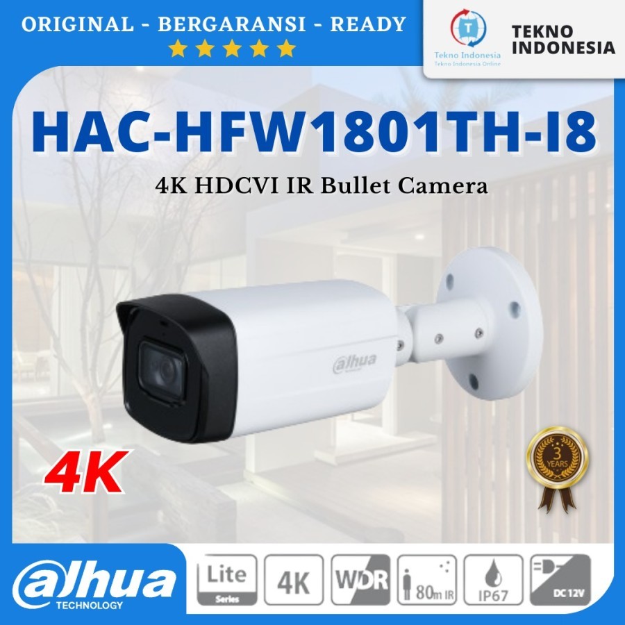 Jual Tekno Indonesia - Dahua HAC HFW1801TH-I8 4K 8MP HDCVI IR Bullet Camera Outdoor Analog ...
