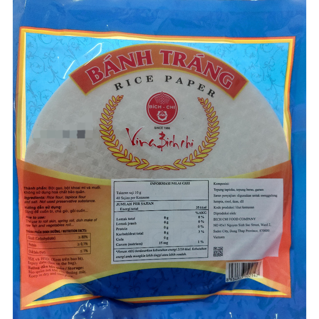 Jual GR BANH TRANG RICE PAPER 400 GR UKURAN 22 CM KULIT LUMPIA VIETNAM ...