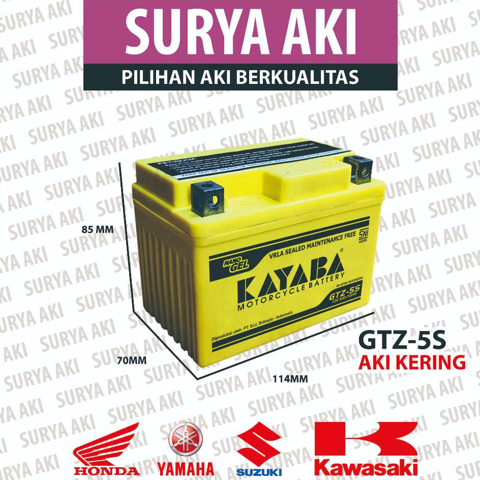 Jual Aki Motor KAYABA GTZ5S Aki Kering BEAT VARIO REVO 110 SCOOPY SUPRA X 125 SPACY BLADE NEW ...