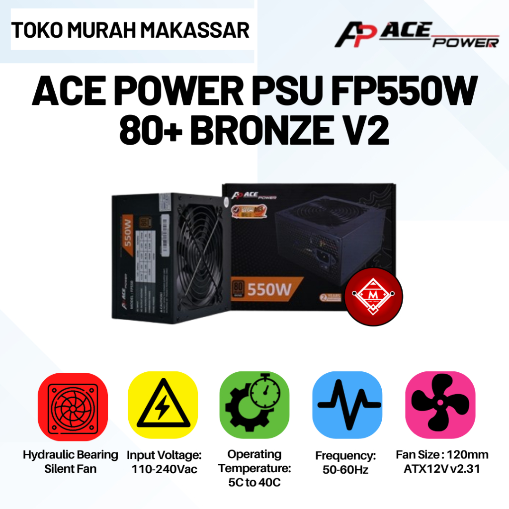 Jual Power Supply ACE POWER FP 550 Watt V2 - PSU FP550 550Watt 80 ...