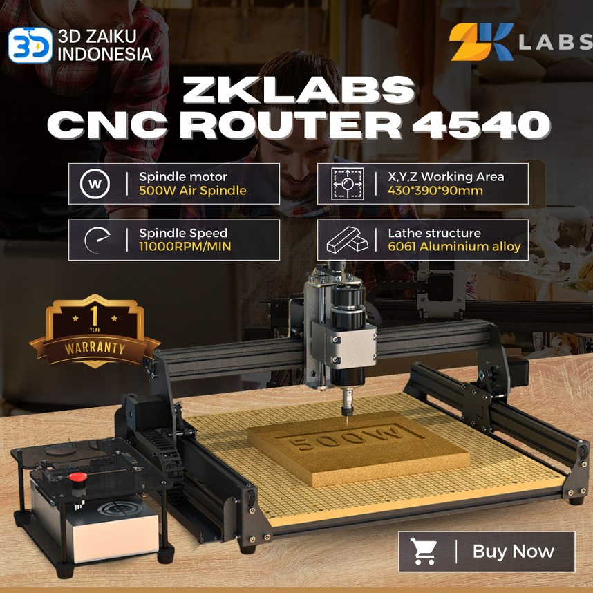 Jual ZKLabs CNC Router 4540 with 500W Spindle 3 Axis PCB Wood Aluminium | Shopee Indonesia