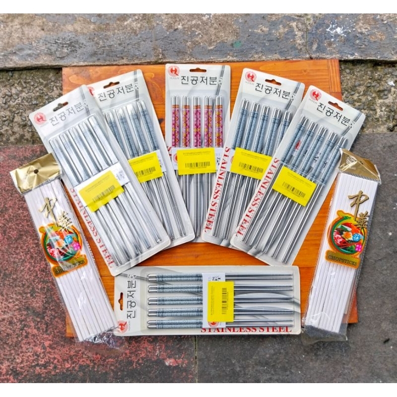 Jual Sumpit Stainless Motif Korea + Sumpit Gading • MULTIPACK ...