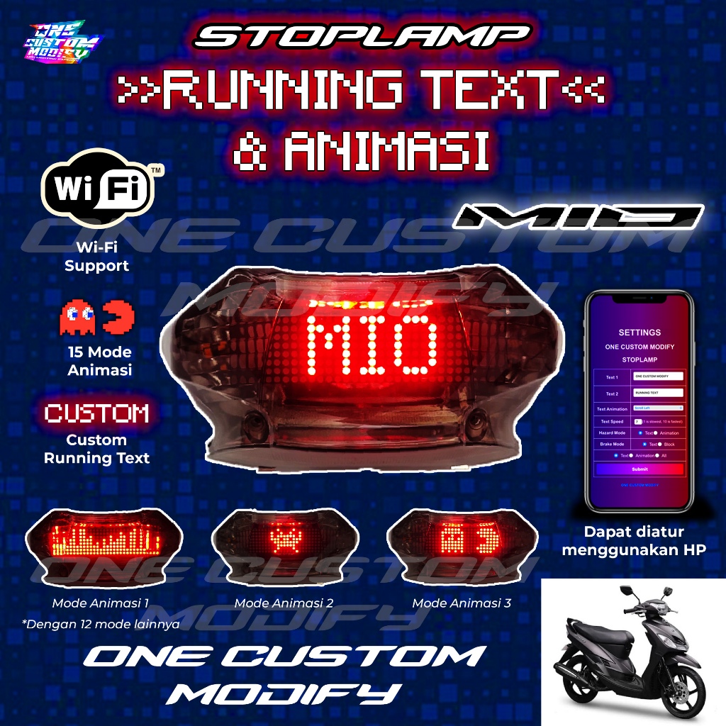 Jual Stoplamp Running Text Animasi Mio Sporty Lampu LED Rem Belakang ...