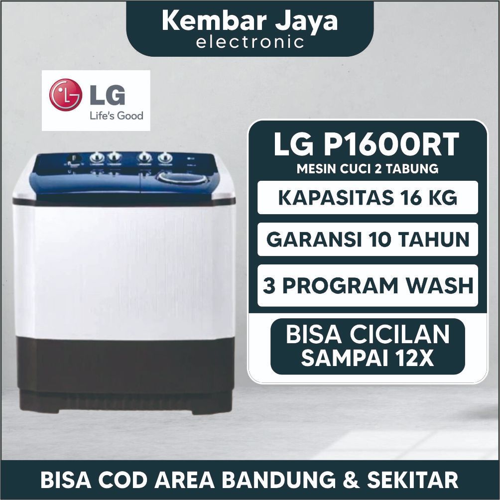 Jual LG Mesin Cuci 2 Tabung Semi Auto Washer P1600RTB | Shopee Indonesia