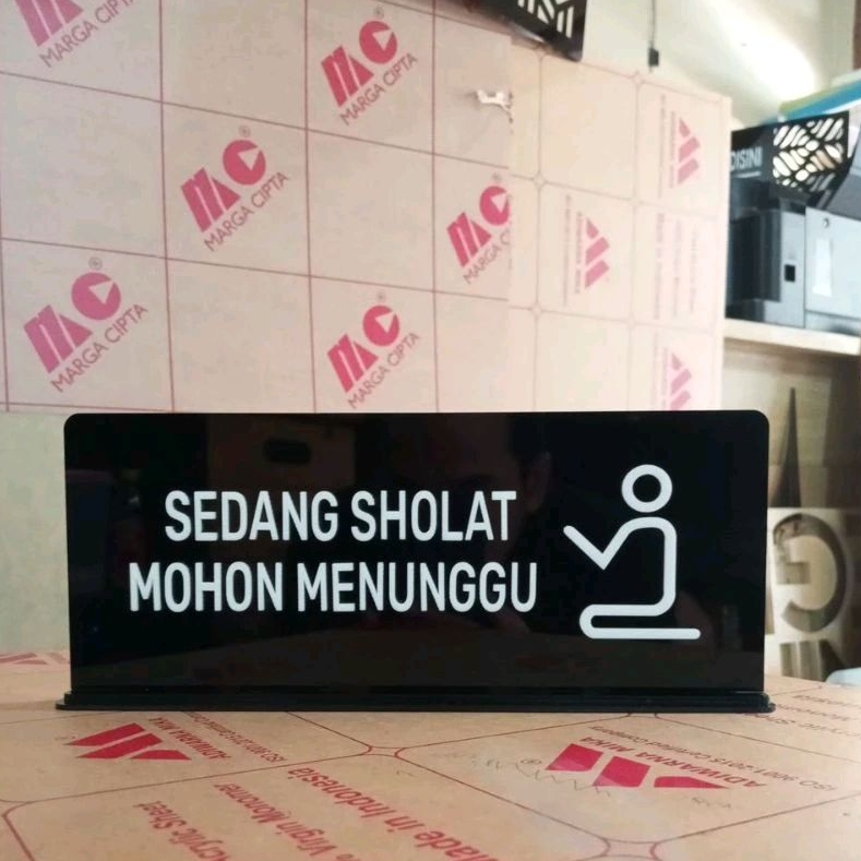 Jual Sign In Sedang Sholat Mohon Menunggu Label Acrilik Timbul ( 30x15 ...