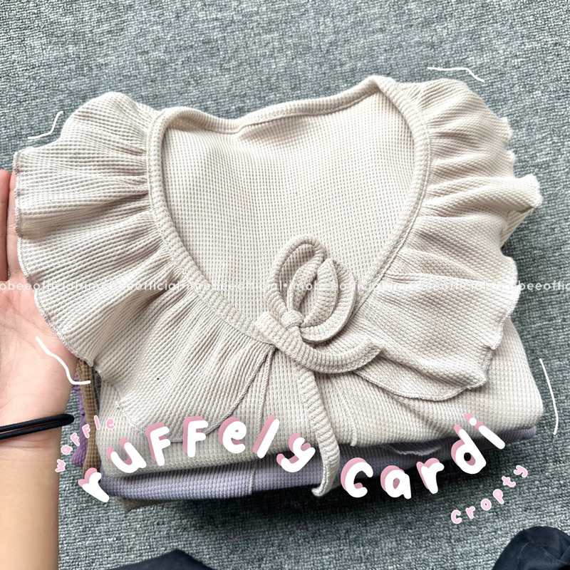 Jual RUFFLELY CARDIGAN WAFFLE CROP REMPEL // CARDIGAN REMPEL RUFFLE RIB ...