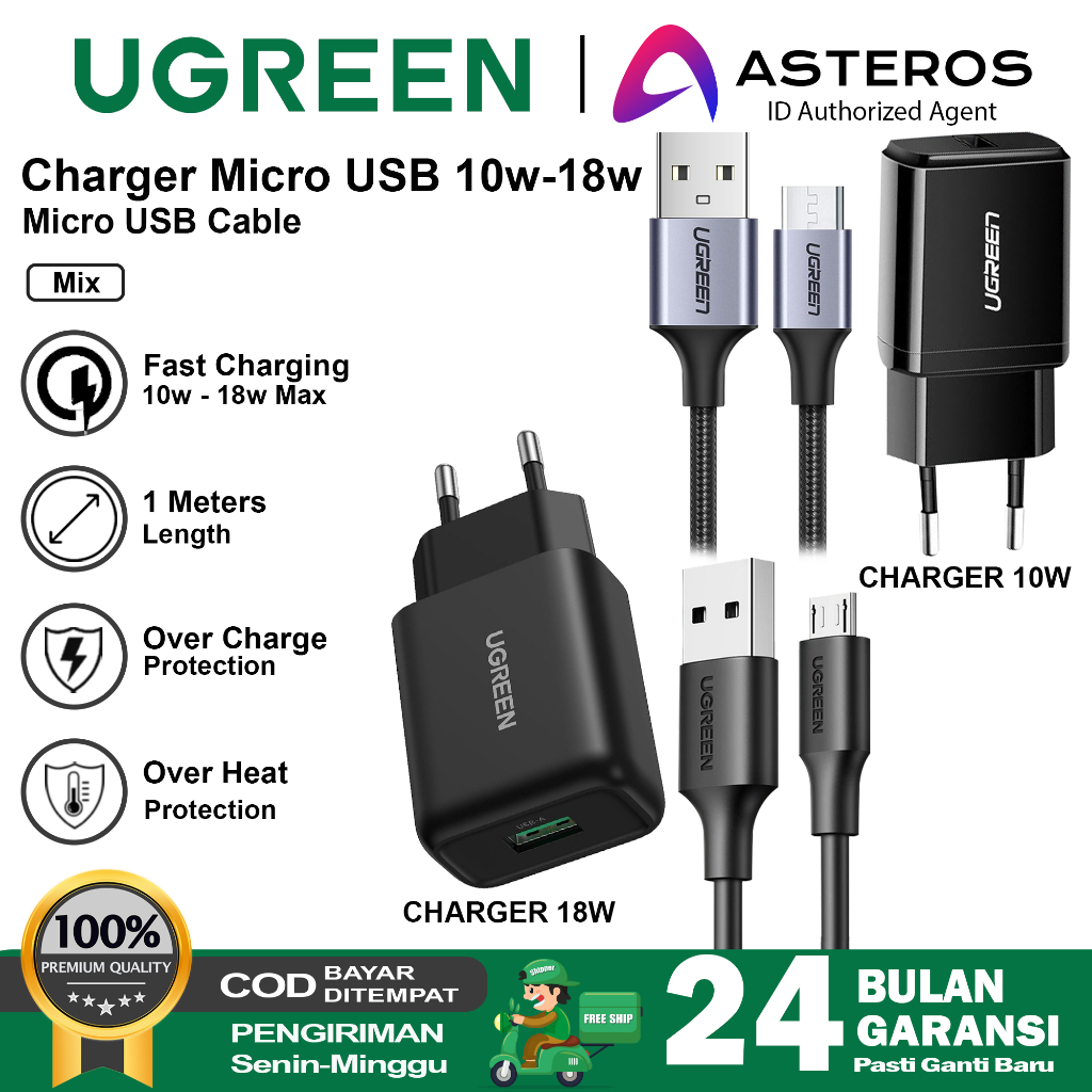 Jual UGREEN Charger Micro USB For Samsung, Mi, Oppo Fast Charging 10w ...