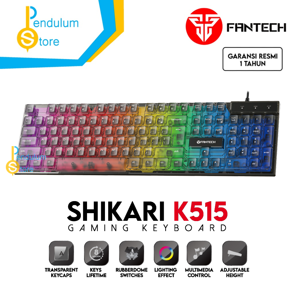 Jual Fantech SHIKARI K515 Keycaps Transparan Keyboard Gaming RGB Anti-ghosting Membrane Keyboard ...