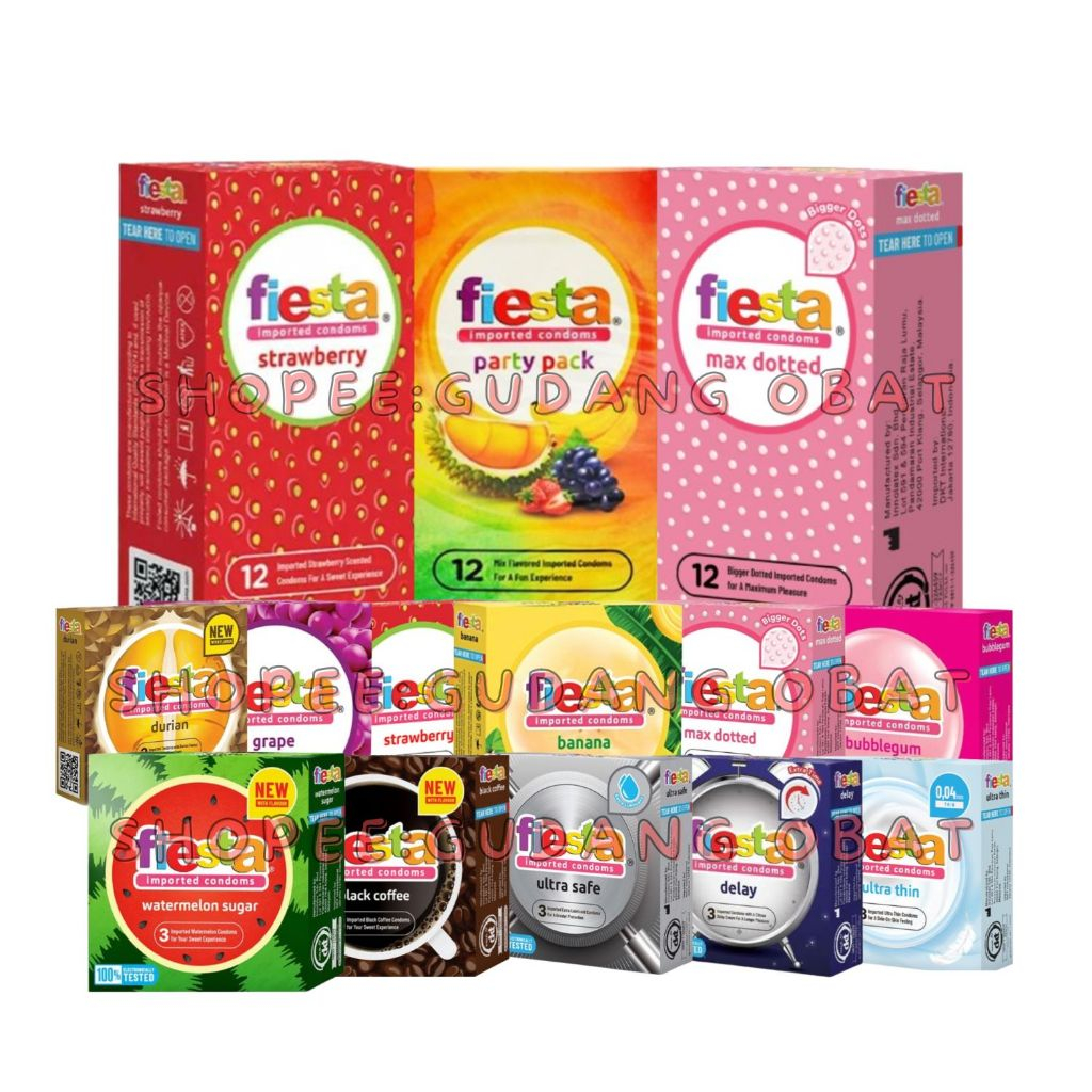 Jual Kondom Fiesta Delay Bubble Gum Grape Strawberry Max Dotted Ultra ...