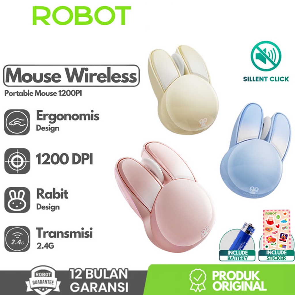 Jual ROBOT Mouse M380 Wireless Mouse Silent Key Rabbit Kelinci Lucu Garansi | Shopee Indonesia