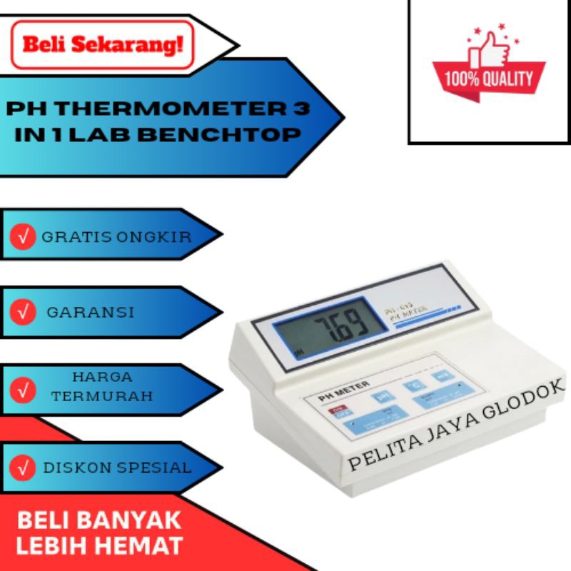 Jual PH ORP Thermometer 3 in 1 Benchtop Meter Tester Air Bench ...