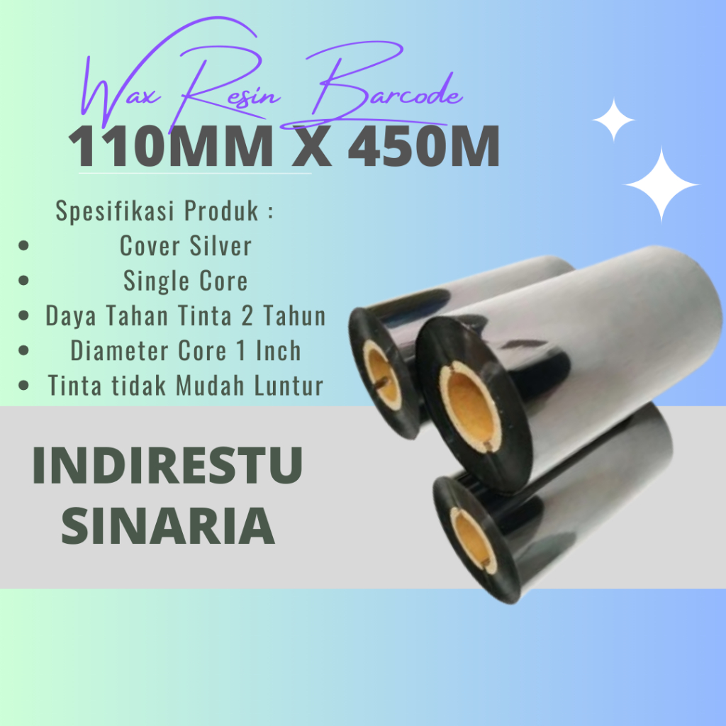 Jual Ribbon Barcode / Sticker Ribbon Barcode / Wax resin Ukuran 110 MM ...