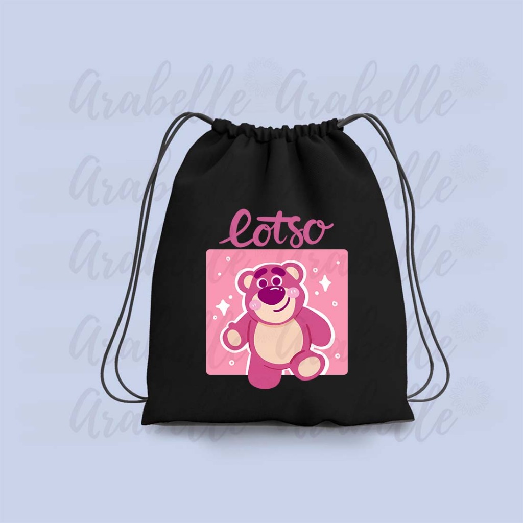 Jual Tas Serut atau String Bag Berwarna Hitam Bergambar Cute Disneyy ...