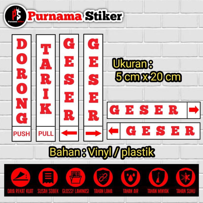 Jual STIKER LABEL PINTU DORONG TARIK GESER UKURAN 5CMX20CM | Shopee ...
