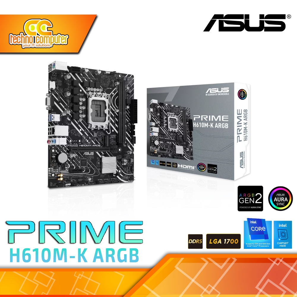 Jual MOTHERBOARD ASUS PRIME H610M-K ARGB - mATX LGA1700 H610 DDR5 | Shopee Indonesia