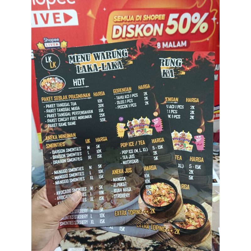 Jual Daftar Menu Warung Cafe Bisa custom | Shopee Indonesia