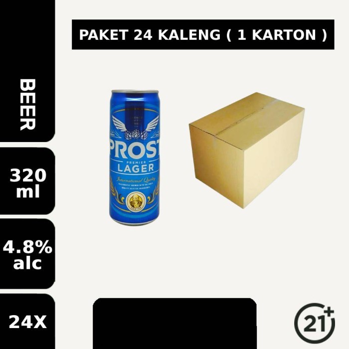 Jual Beer Bir Prost Lager Kaleng 320 ml ( Paket 24 Kaleng / 1 karton ...