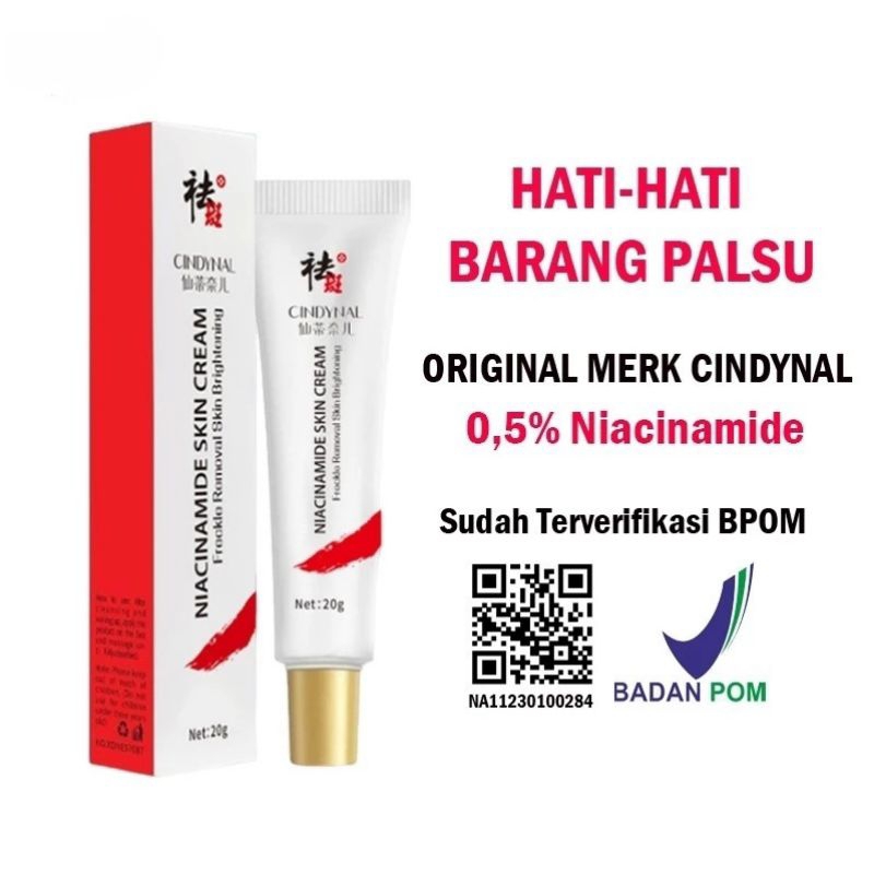 Jual BPOM CINDYNAL Krim Penghilang Flek Bintik hitam Jerawat Whitening Freckle Niacinamide Skin ...