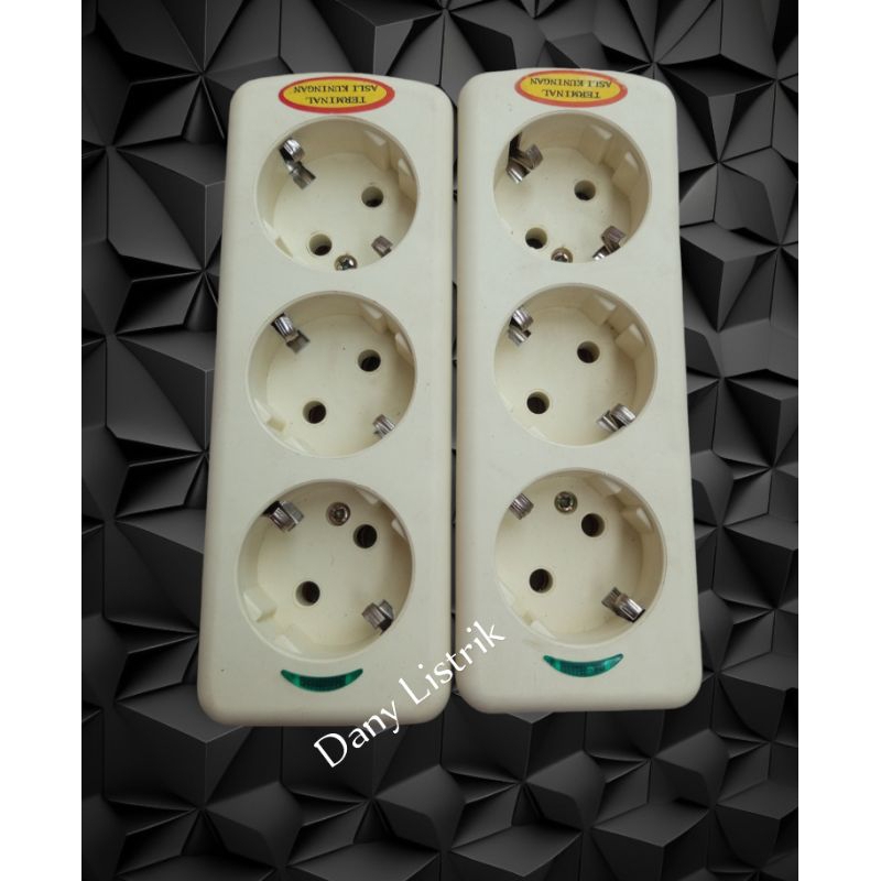 Jual Stop Kontak/ Terminal Colokan Listrik SNI Kuningan 3 Lubang | Shopee Indonesia