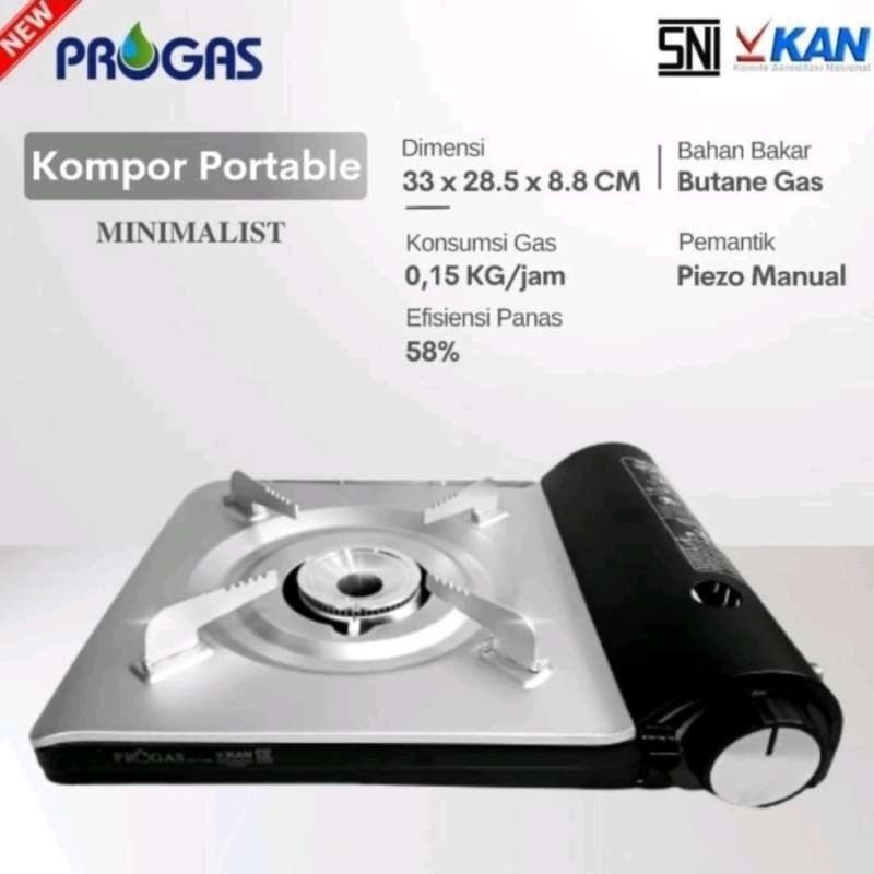 Jual Kompor gas portable stainless minimalis + koper PROGAS / portable ...