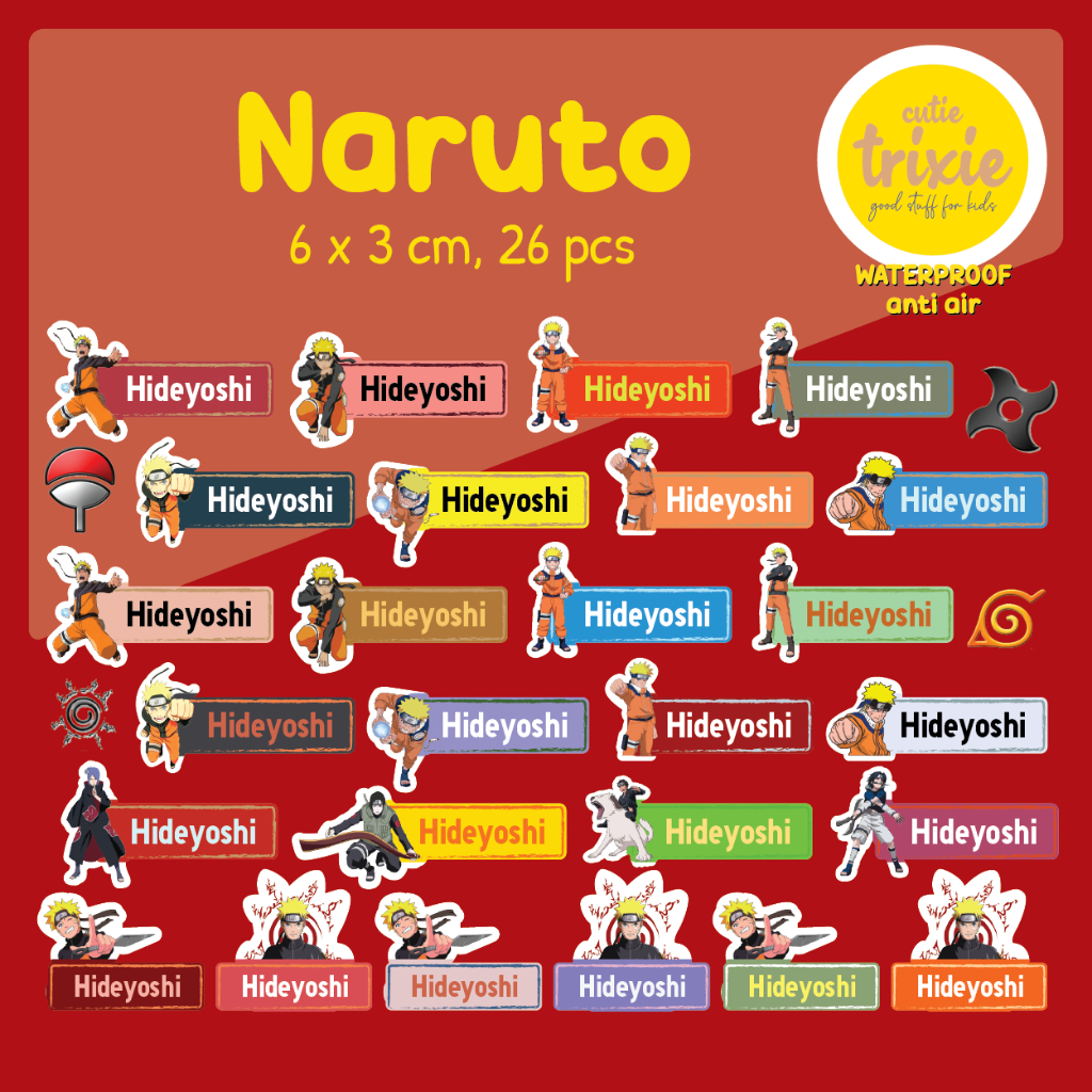 Jual Sticker label nama anak waterproof Naruto | Shopee Indonesia
