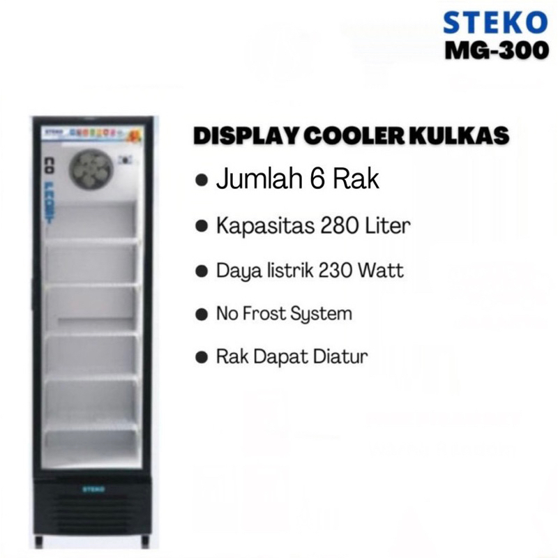 Jual Showcase Steko MG-300. Kapasitas 280 liter. 6 Rak. Tanpa bunga es ...