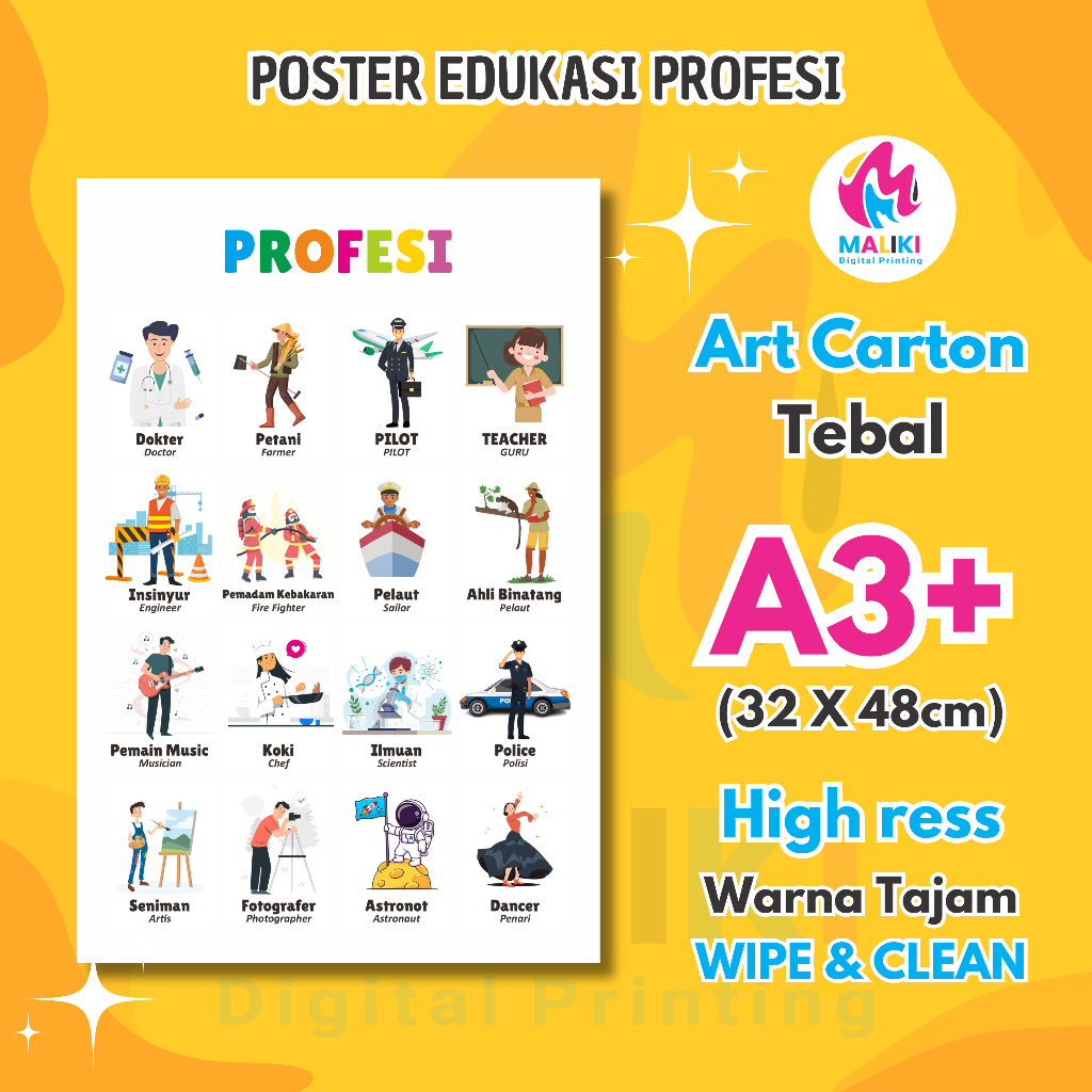 Jual Poster Edukasi Tema Profesi Ukuran A3+ | Shopee Indonesia