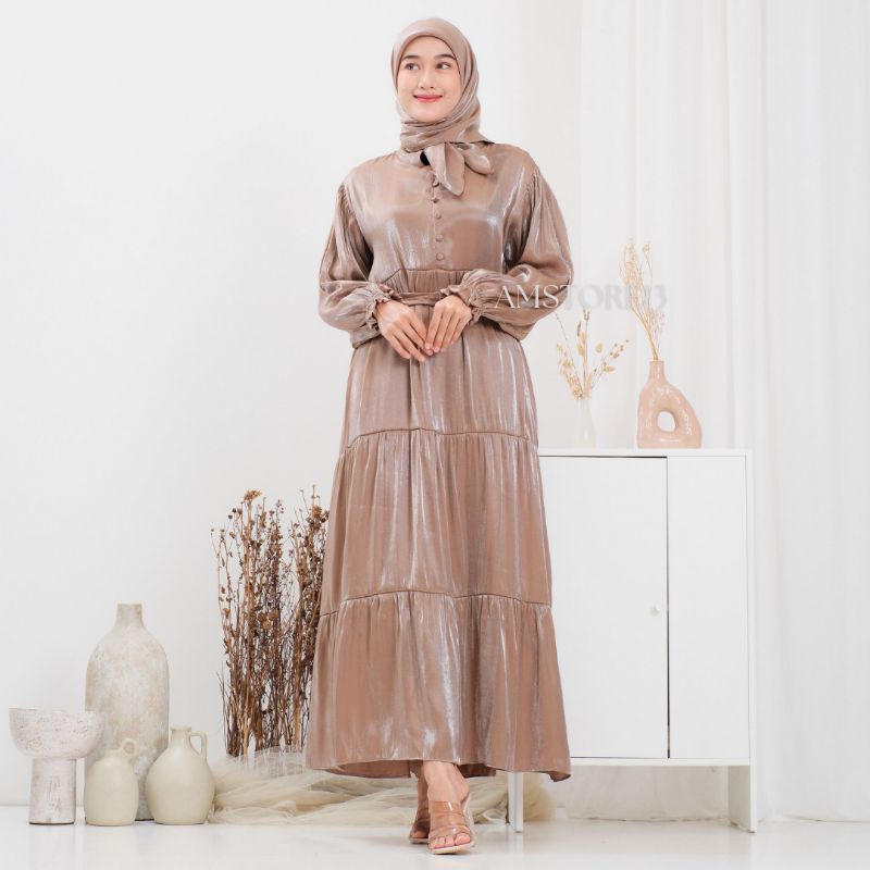 Jual AMENA DRESS SHIMMER TERBARU|SET DRESS HIJAB TERBARU|GAMIS SHIMMER ...
