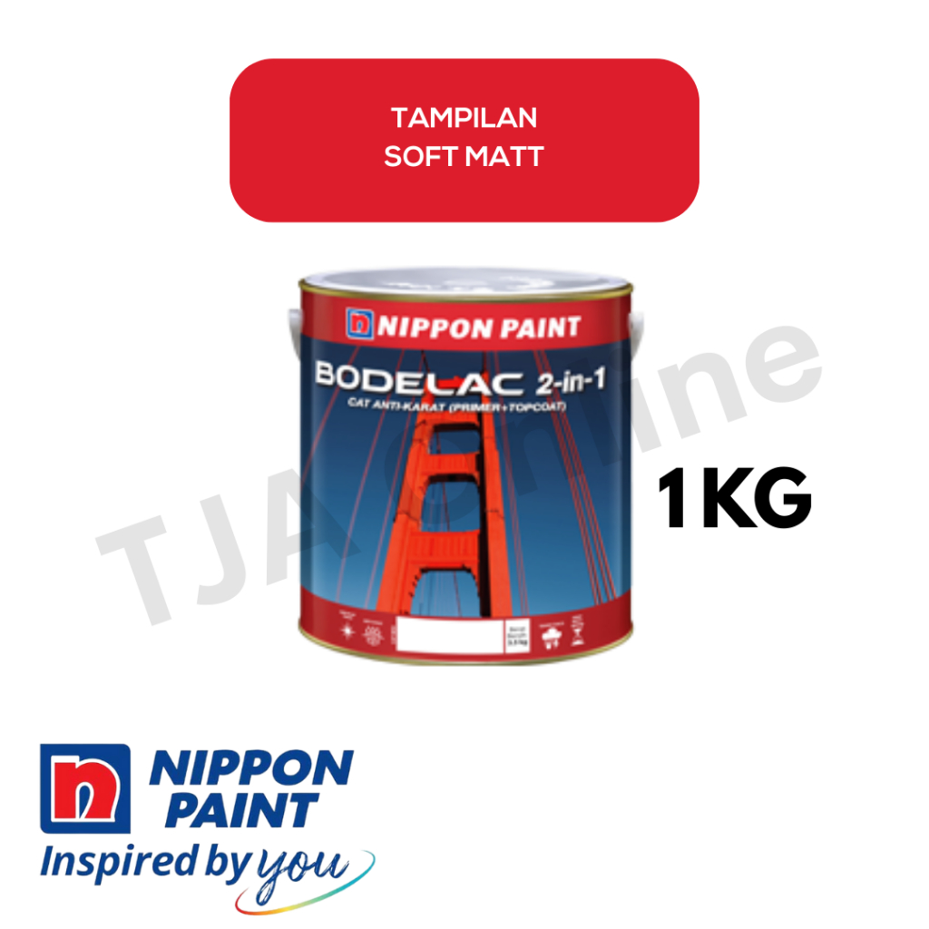 Jual Cat Besi Anti Karat Bodelac 2in1 Primer + Topcoat Soft Matt Nippon Paint Tinting Color 1KG ...