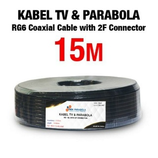 Jual Kabel Matrix RG6 Parabola + Jack Konektor F5 15 Meter 15m 5C Coaxial | Shopee Indonesia