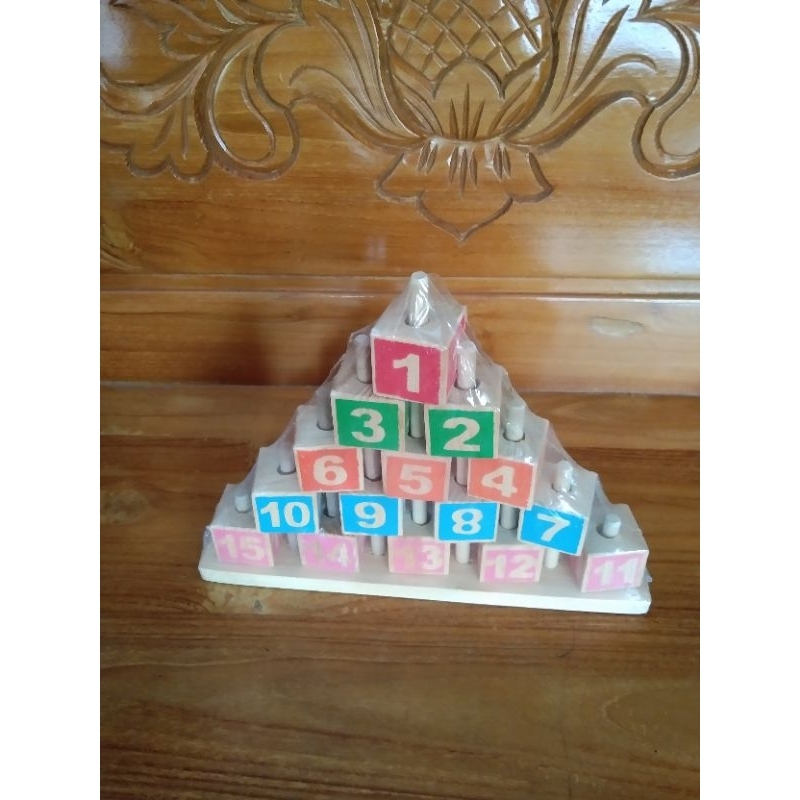 Jual Mainan Edukasi Anak Menara Balok Susun Piramida Kayu Pinus Ape ...