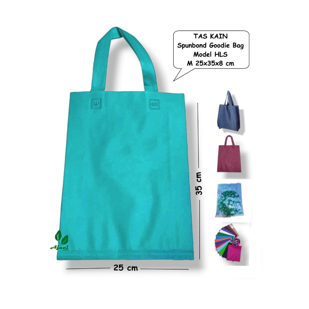 Jual Goodie Bag HLS 25x35x8 Tas Kain Spunbond Polos Tali / Handle Lipat Samping Kantong Souvenir ...