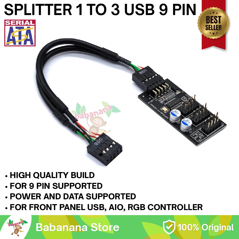 Jual Kabel USB Motherboard 9 Pin Splitter Cabang Front Panel 9Pin Hub ...