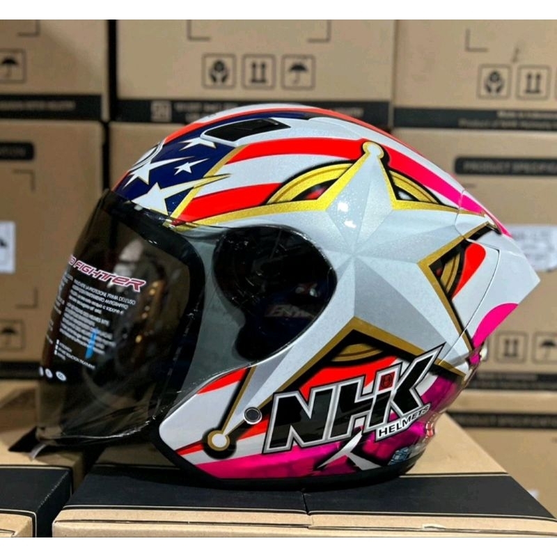Jual NHK R1 ELITE ALONSO #7 STAR WHITE ORIGINAL | HELM MOTOR FULL FACE R ONE ELIT MOTIF GP ...