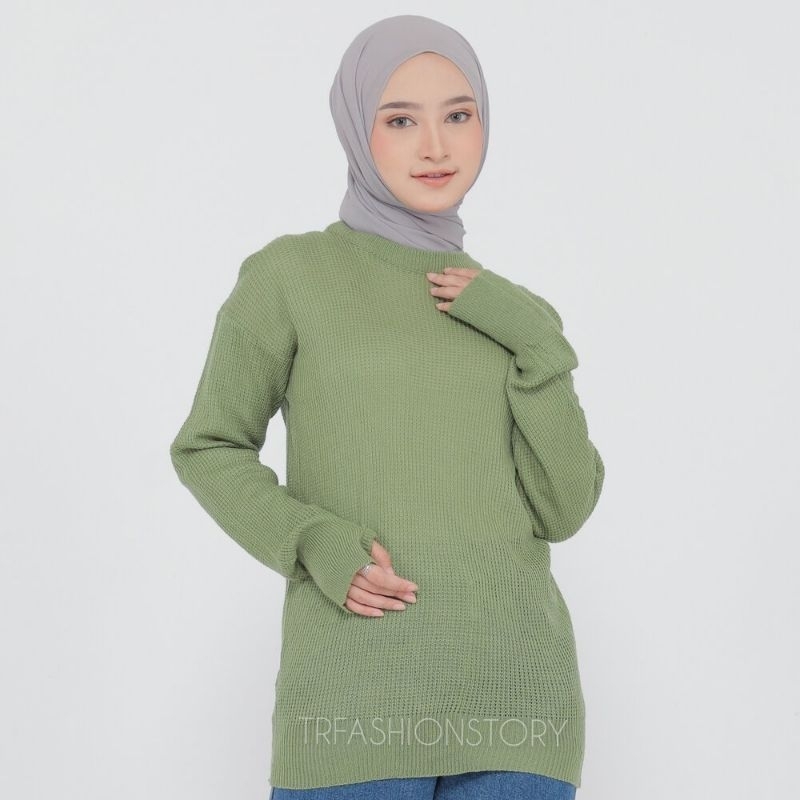 Jual Sweater Roundhand Rajut | Baju Rajut Kaos Cewek | Shopee Indonesia