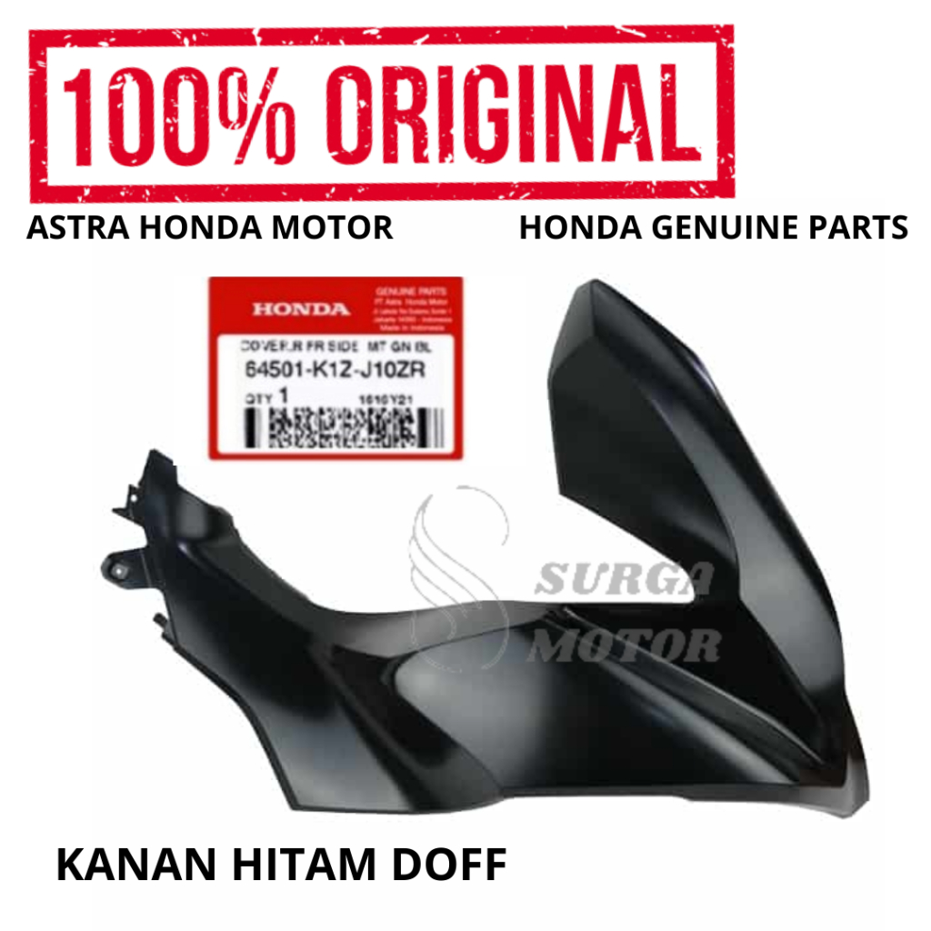 Jual Cover Sayap Depan Samping Kanan Hitam Doff PCX 160 K1Z Original ...