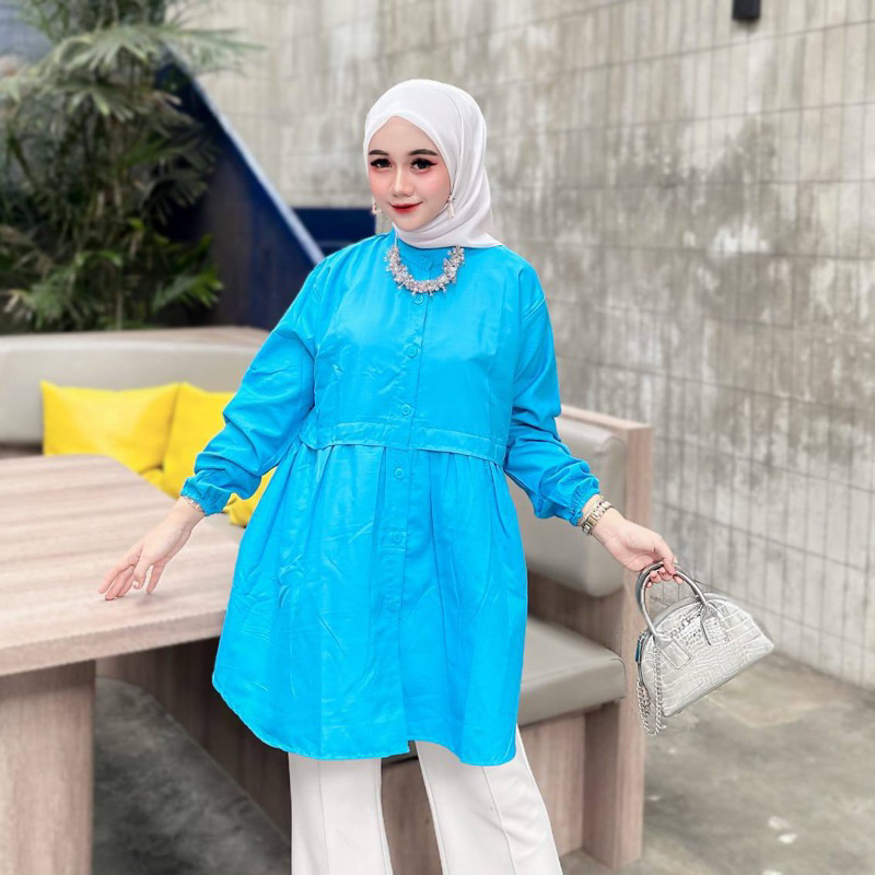 Jual Salsa Blouse Premium Atasan Tunik Korean Style Atasan Wanita Full Kancing Lengan Panjang ...