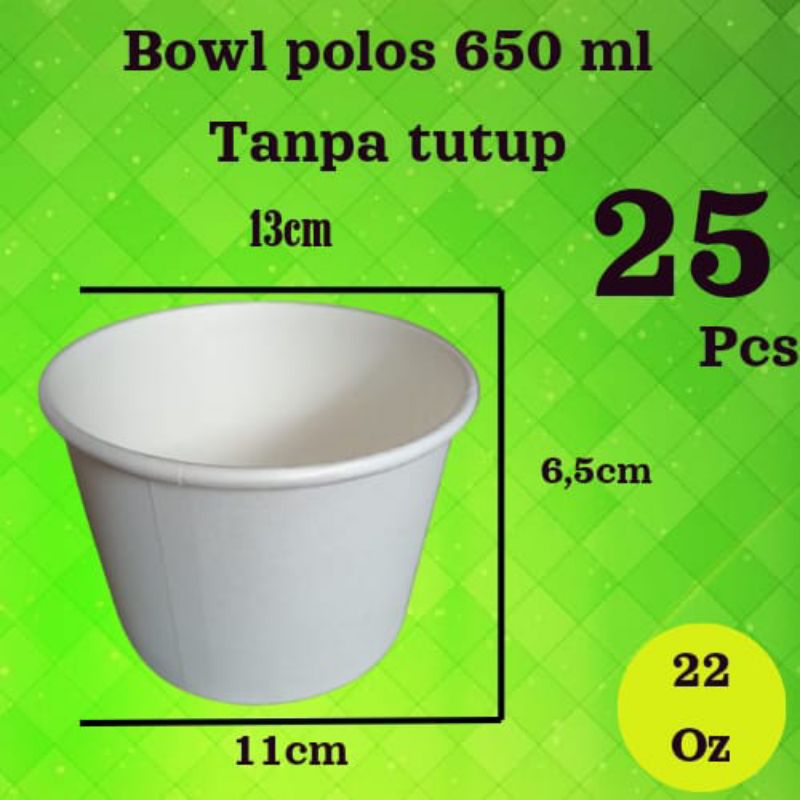 Jual Paper Bowl Polos Tanpa Tutup Isi 25 Pcs Mangkok Bakso Kertas Tahan ...