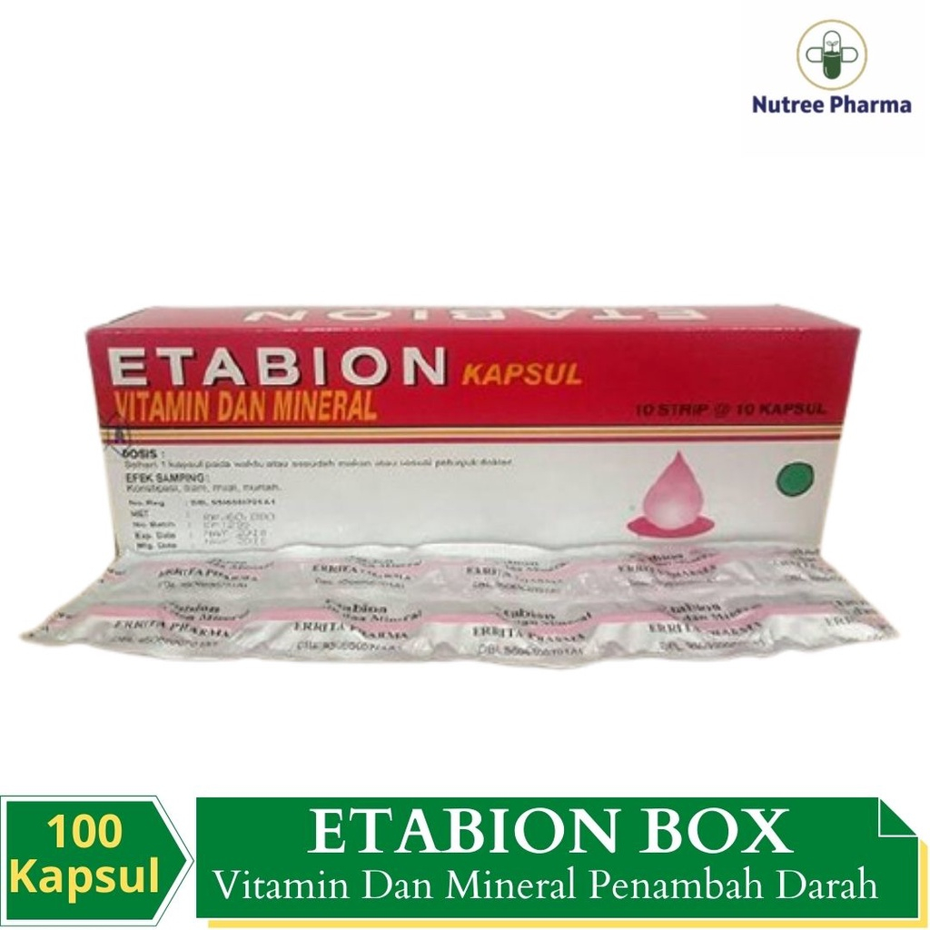 Jual Etabion Box Isi 100 Kapsul | Suplemen Penambah Darah | Vitamin ...