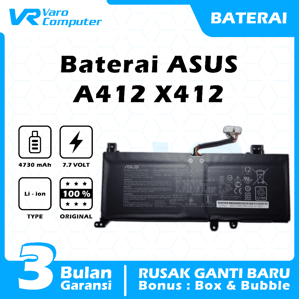 Jual BATERAI LAPTOP ASUS VivoBook A412 X412 SN:C21N1818 ORIGINAL | Shopee Indonesia