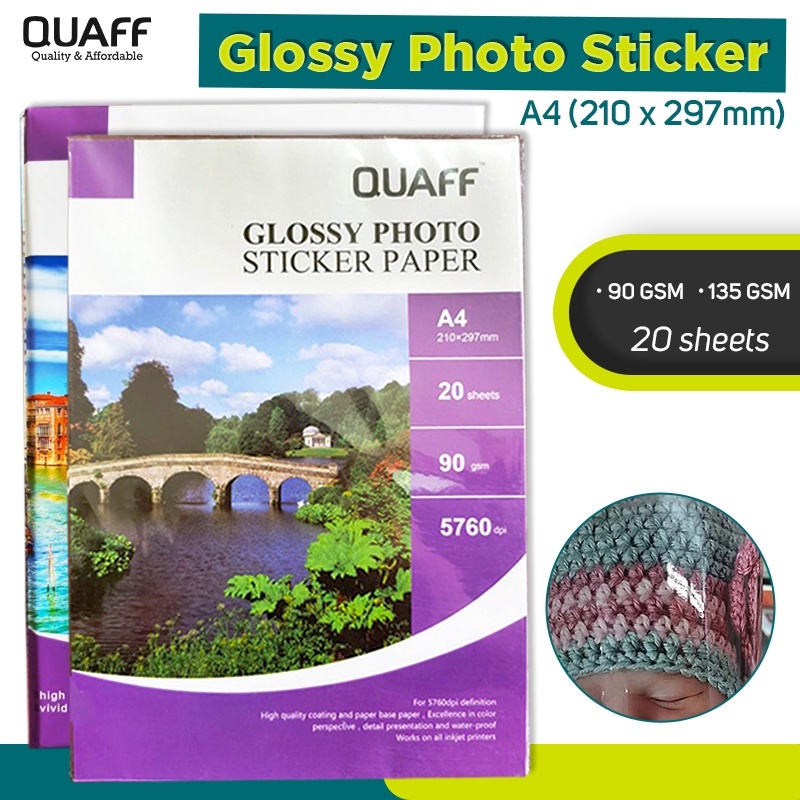 Jual Quaff Brand Photo Sticker Paper 90Gsm & 135Gsm Glossy A4 | Shopee ...