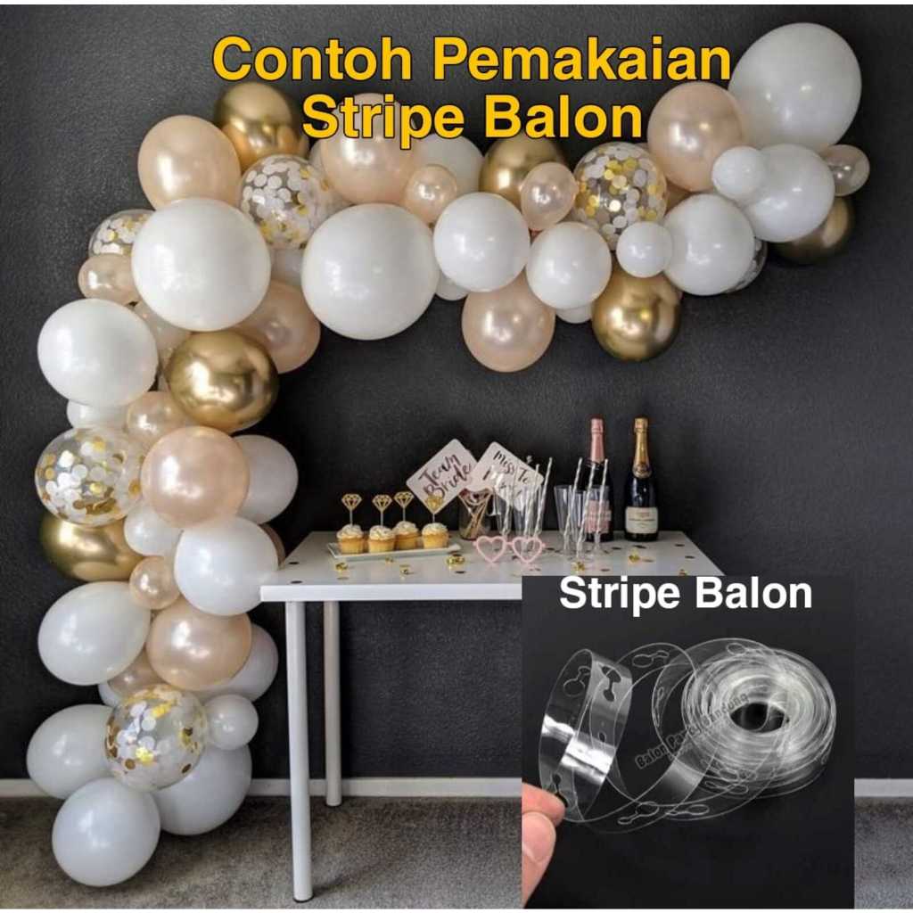 Jual [ SATUAN ] Strip Balon / PVC Transparan Stripe Garland Panjang 5 ...