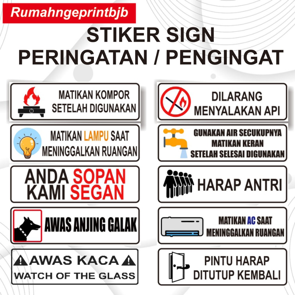 Jual STIKER SIGN PERINGATAN PENGINGAT MATIKAN KERAN AIR KOMPOR AC LAMPU ...