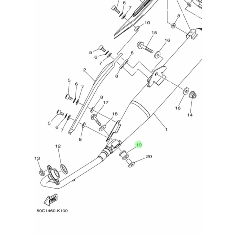 Jual NO 19 KARET DAMPER KNALPOT BAWAH JUPITER MX 135 NEW NJMX ORIGINAL ...