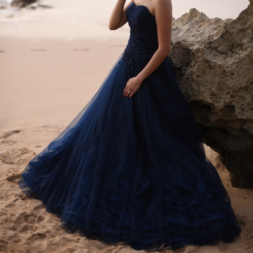 Jual WEDDING GOWN SLIM PREMIUM BLUE / GAUN PREWEDDING / GAUN PENGANTIN ...