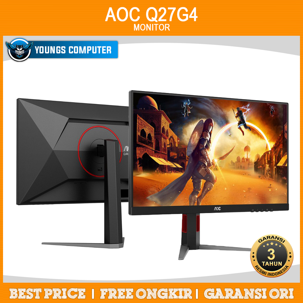 Jual LED AOC Q27G4 27" IPS QHD 1440p 180Hz HDMI DP Ergo VESA Gaming ...