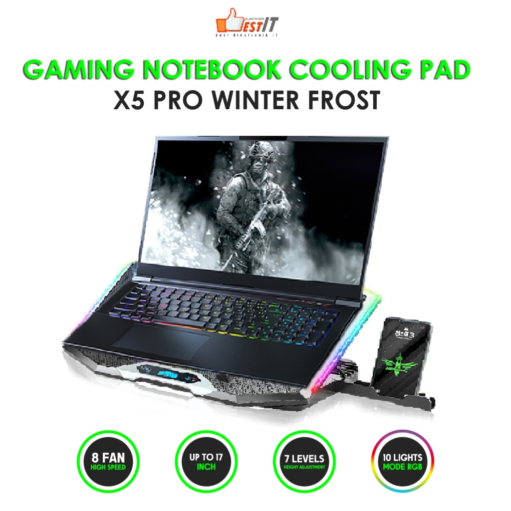 Jual NYK NEMESIS Coolingpad 8 Fan RGB WINTER FROST X5 PRO Pendingin ...