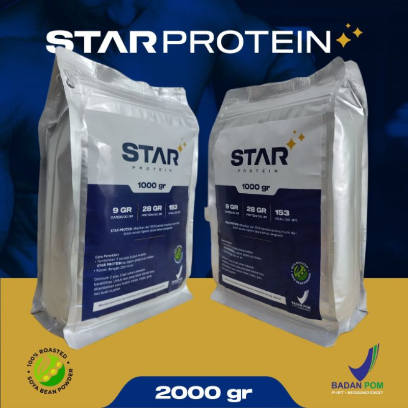 Jual STAR PROTEIN - Whey protein Bubuk Kedelai Murni - 2000 Gram ...